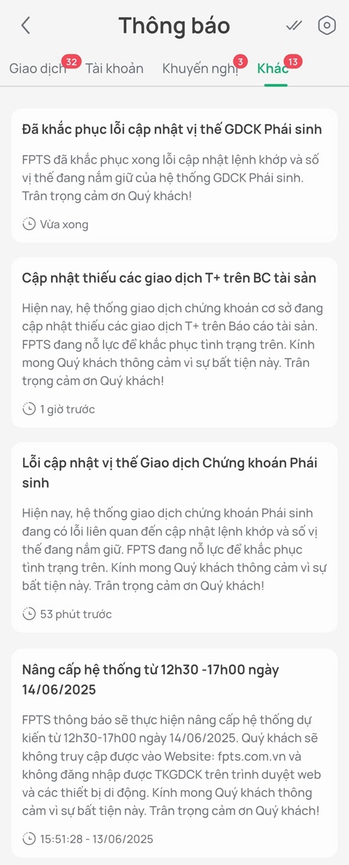 Chứng khoán FPT gặp sự cố hệ thống giao dịch sáng 16/06 | Fili